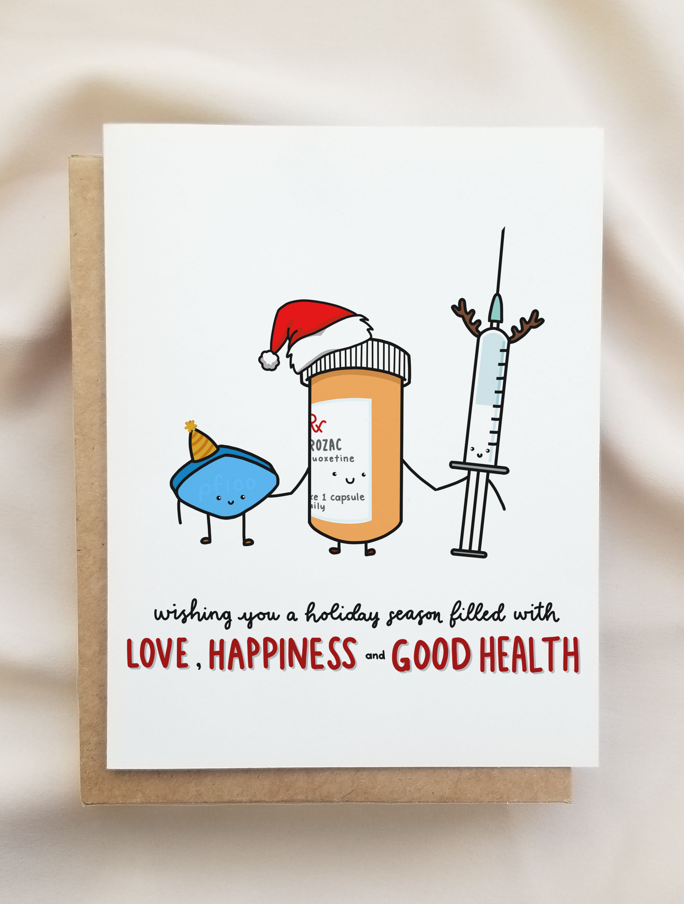 Wishing Love Happiness and Health | Funny Medical Xmas Card, Christmas ...
