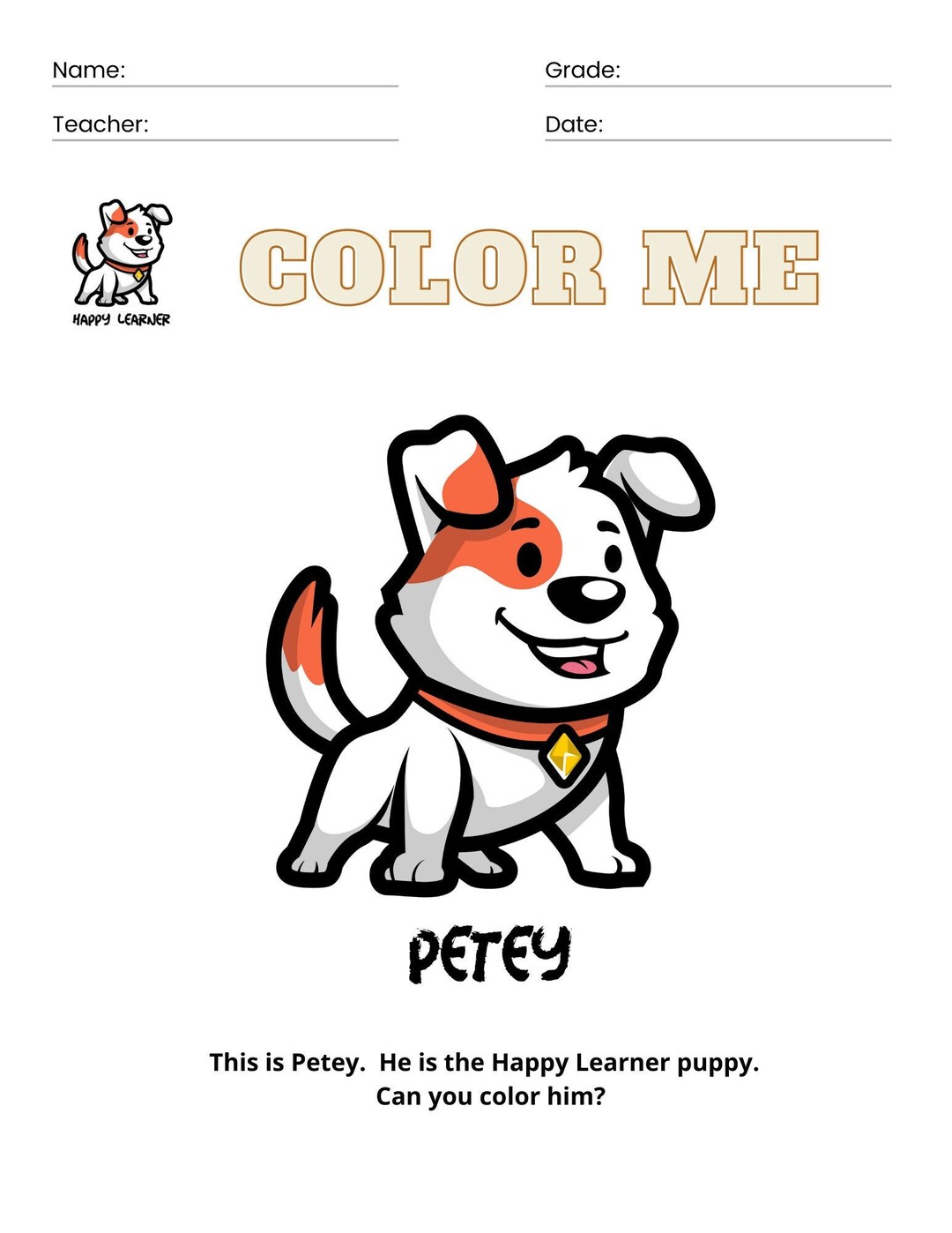 HAPPY LEARNER Presents: Color Me Digital Worksheets - Petey & Friends ...