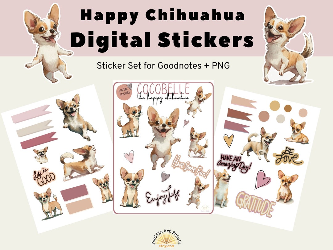 Happy Chihuahua Digital Stickers | Digital Planner Stickers | Goodnotes ...