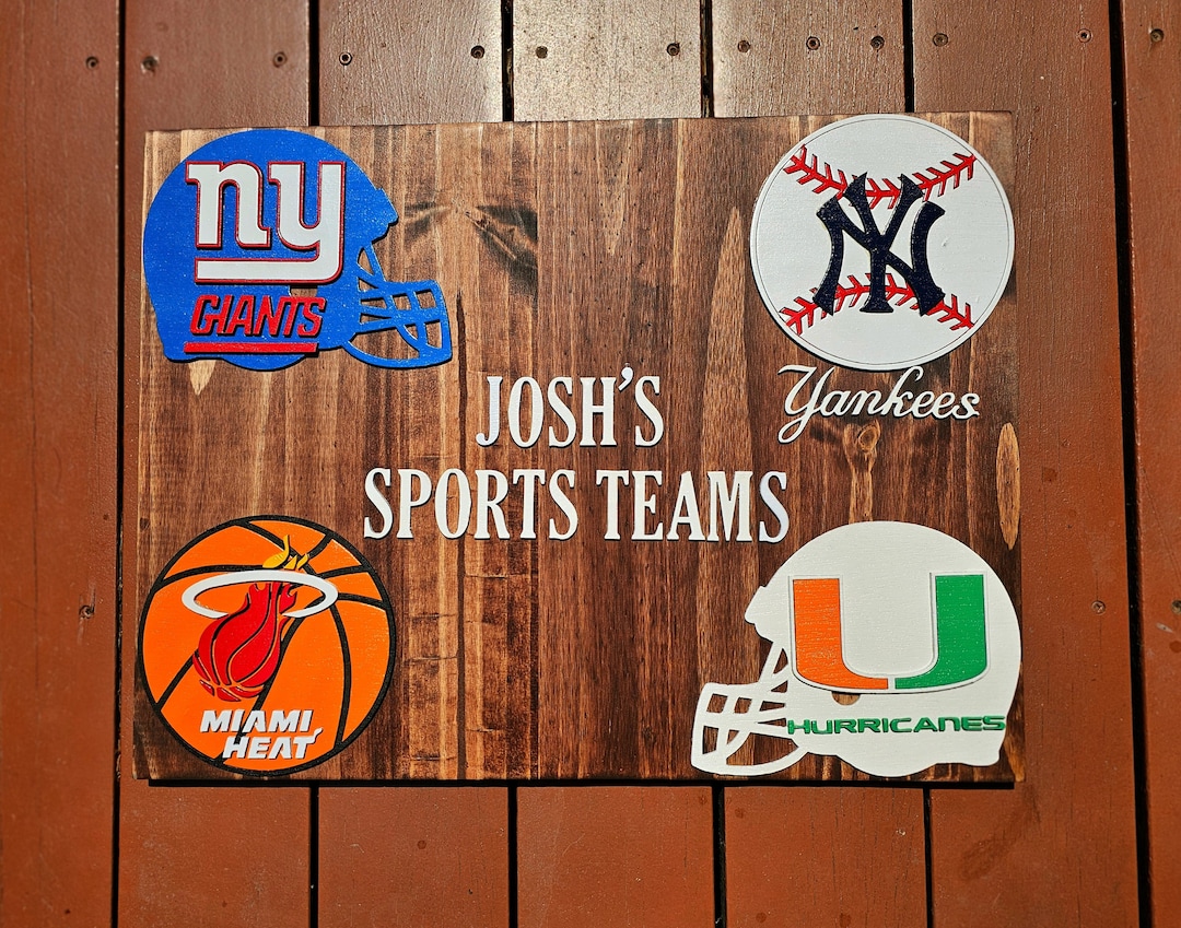 Sports Team Sign/ Personalized 4 Corners Sign/man Cave Sign/favorite ...