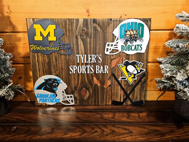 Sports Team Sign/ Personalized 4 Corners Sign/man Cave Sign/favorite ...