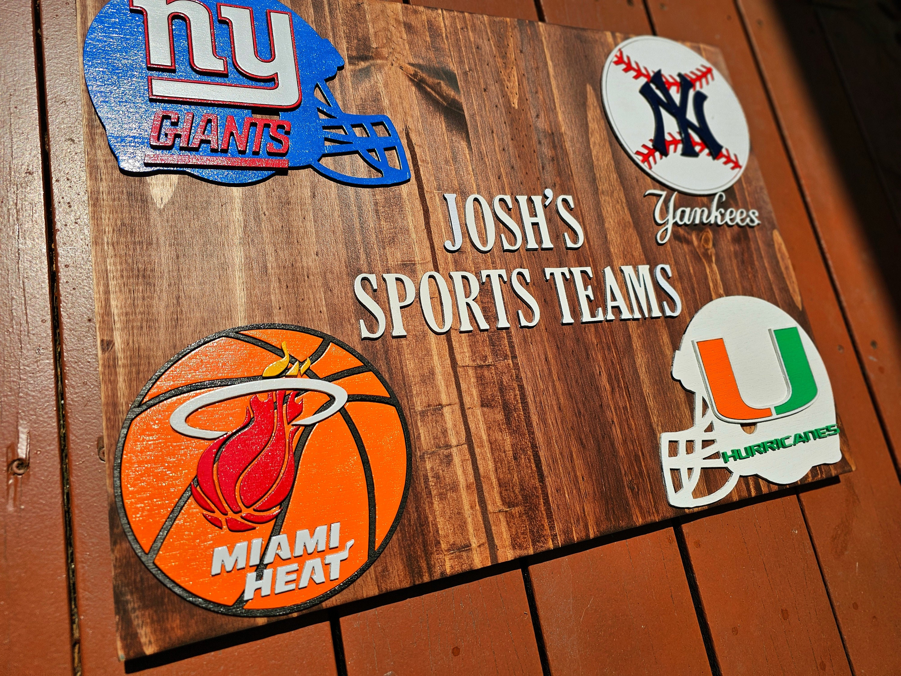 Sports Team Sign/ Personalized 4 Corners Sign/man Cave Sign/favorite ...