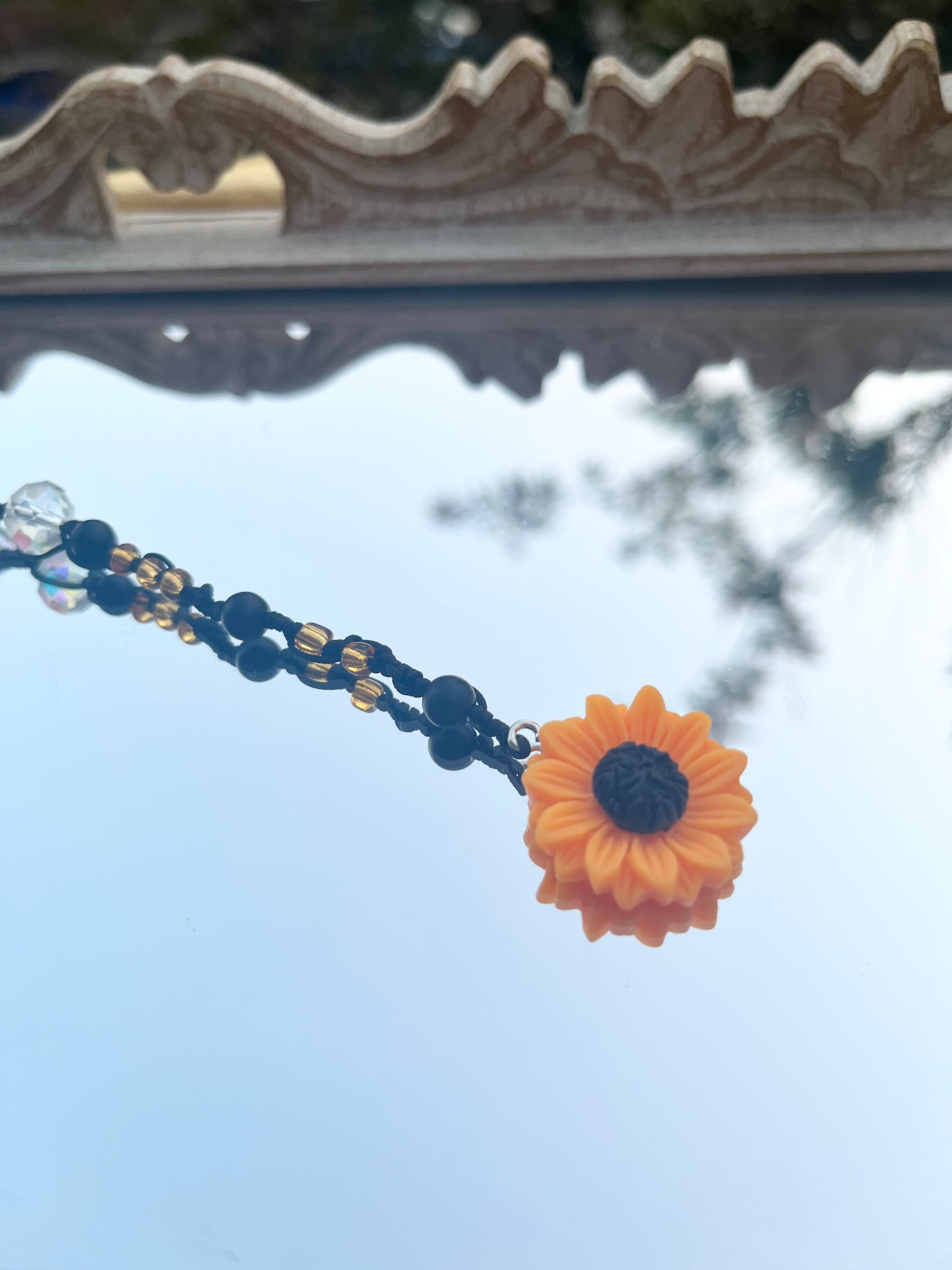Yellow Sunflower Beaded Keychain, Flower Keychain Cute Sunflower Charms ...