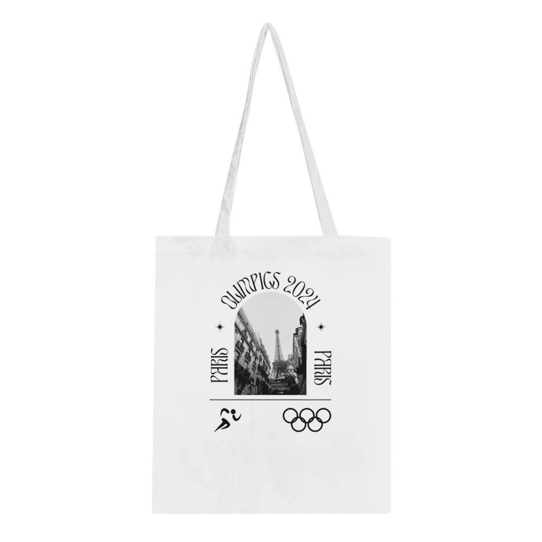 Paris Olympics 2024 Classic Tote Bag White, With Olympics Rings and ...