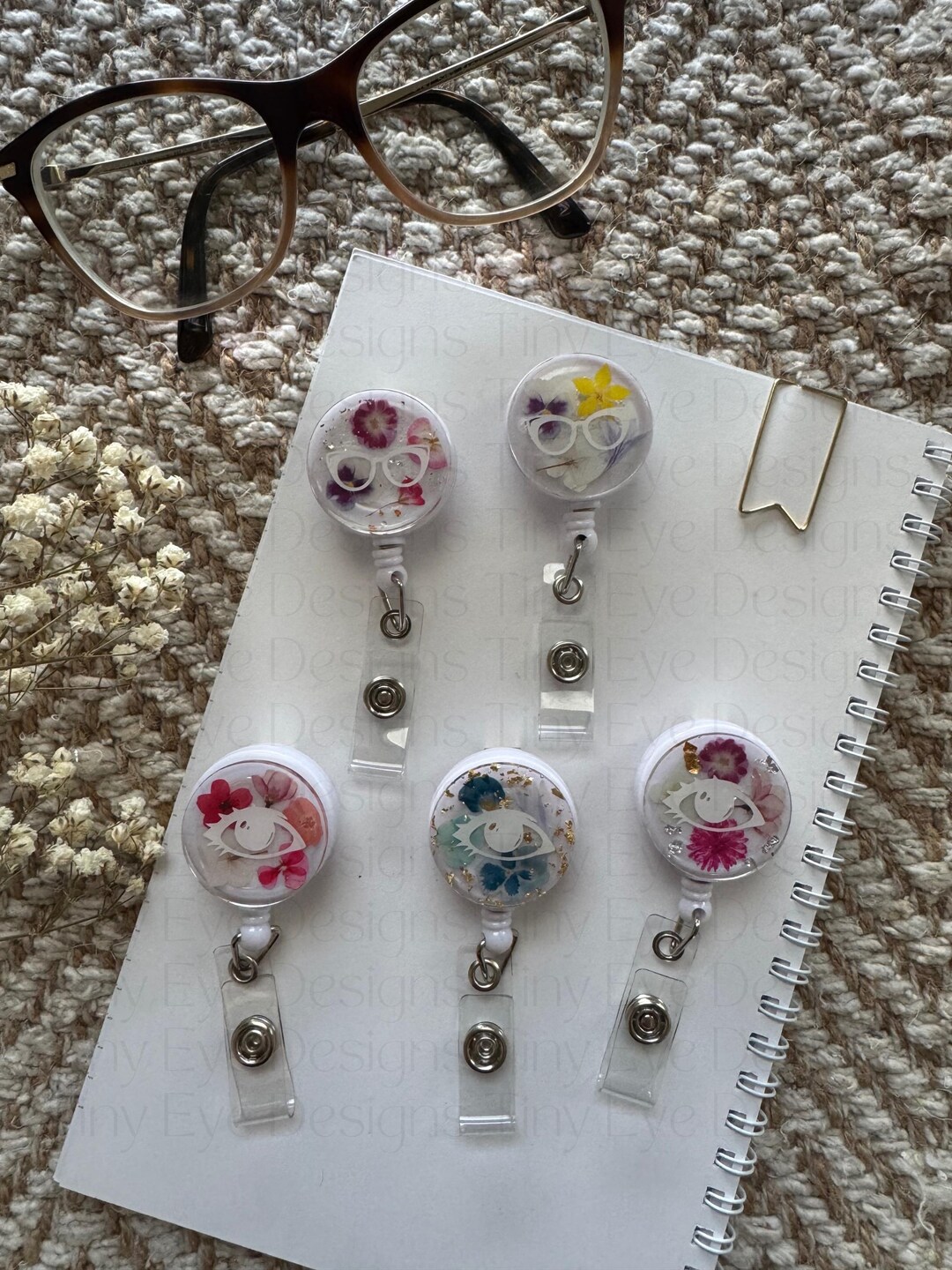 Floral Badge Reel ID Holder Cover Optometry Hospital Resident ...