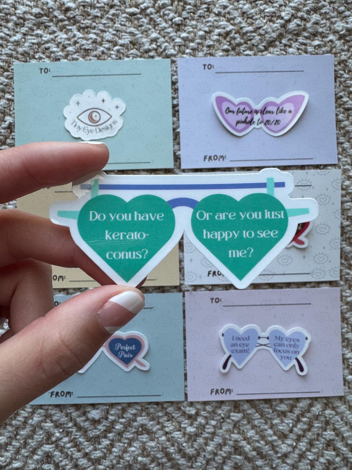 Glasses Valentine's Day Card Pick up Lines Optometry Sticker Optician ...
