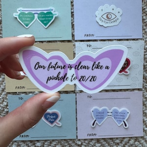 Glasses Valentine's Day Card Pick up Lines Optometry Sticker Optician ...
