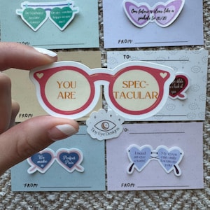 Glasses Valentine's Day Card Pick up Lines Optometry Sticker Optician ...