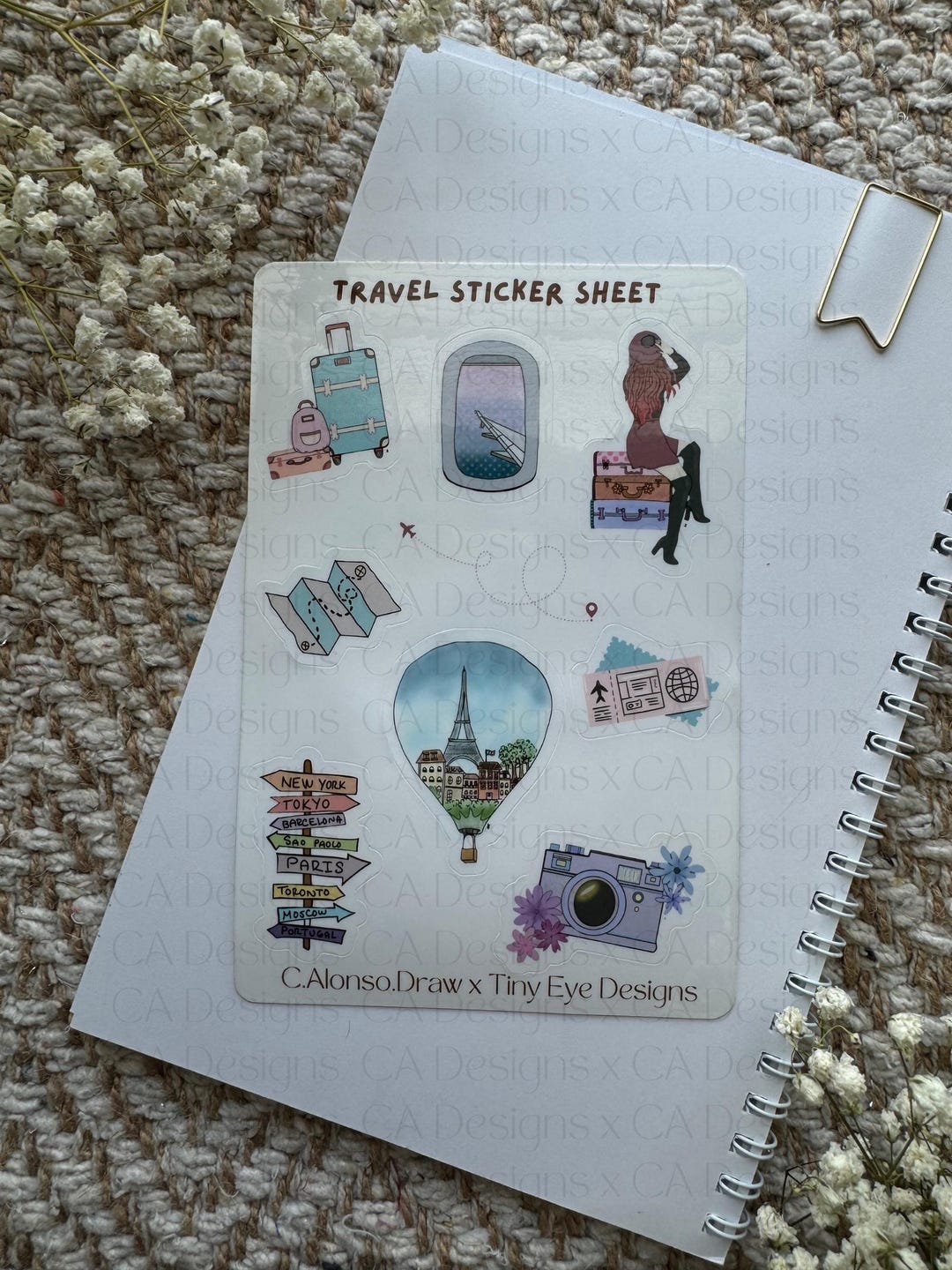 Travel Stickers Sheet Hand Drawn Notebook Gift Ideas Bujo Journal ...