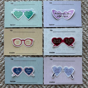 Glasses Valentine's Day Card Pick up Lines Optometry Sticker Optician ...