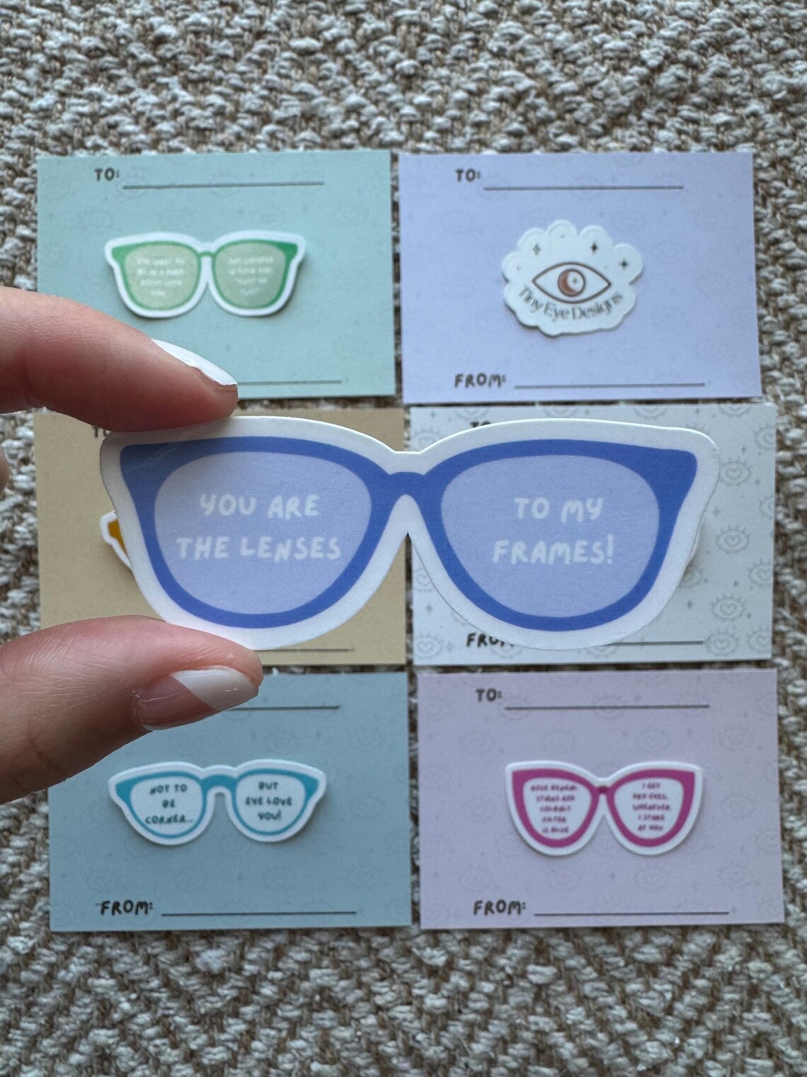 Glasses Valentine's Day Card Pick up Lines Optometry Sticker Optician ...
