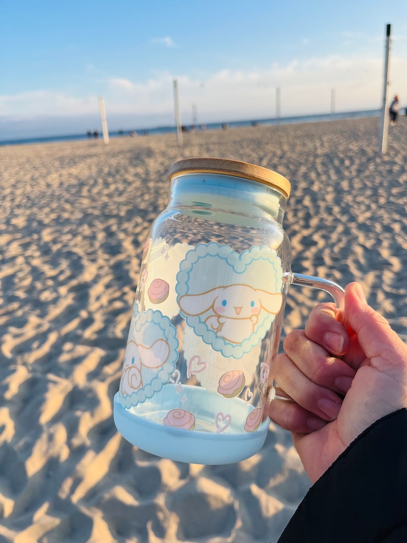 Cinnamon Roll Inspired 24oz Boba Glass Cup Kawaii Bunny Cinna Bunny ...