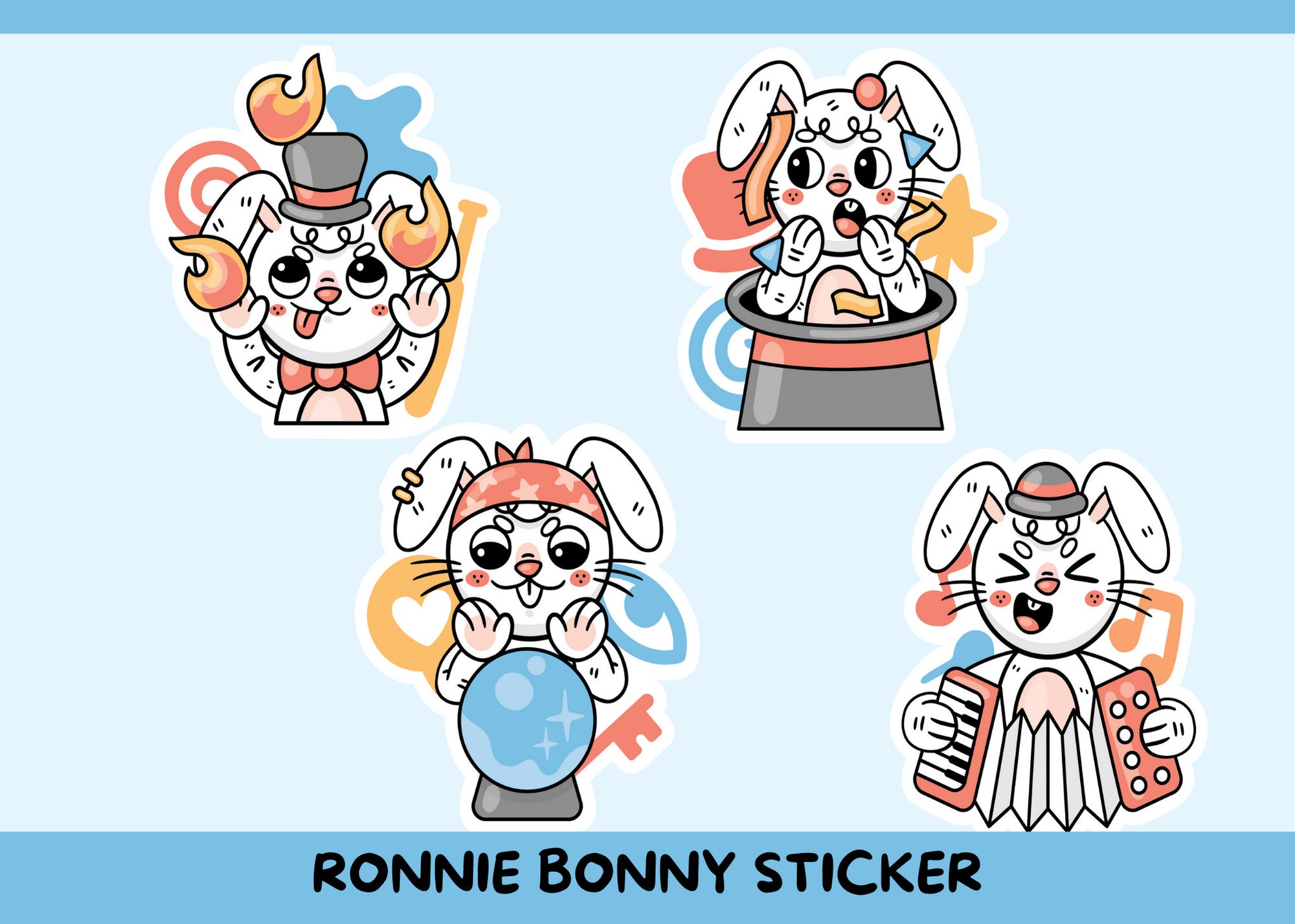 Ronnie Bunny Sticker Set SVG Instant Download SVG File - Etsy