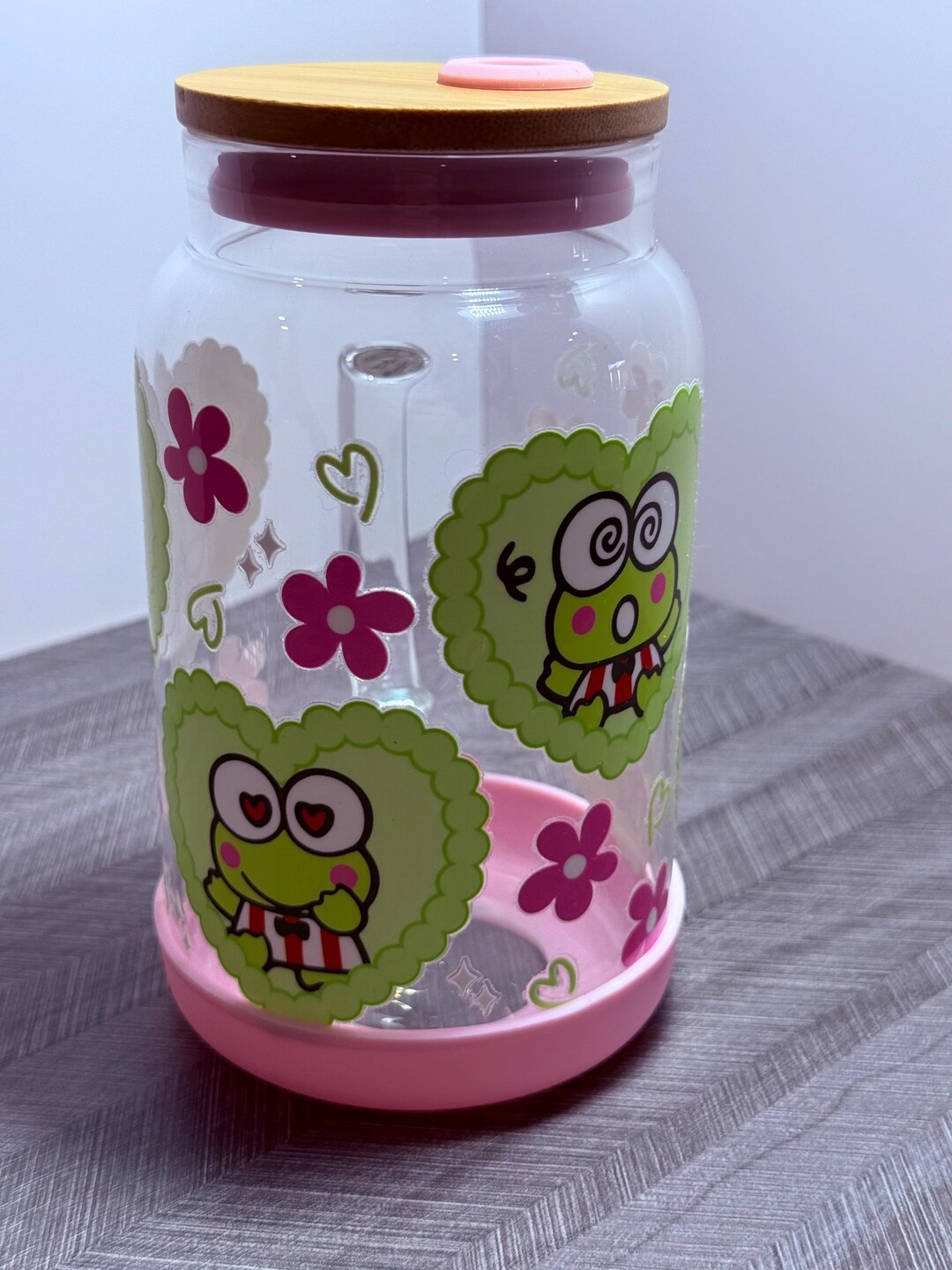 Hello Kitty Sanrio Keroppi Frog Inspired 24oz Boba Glass Cup Kawaii ...
