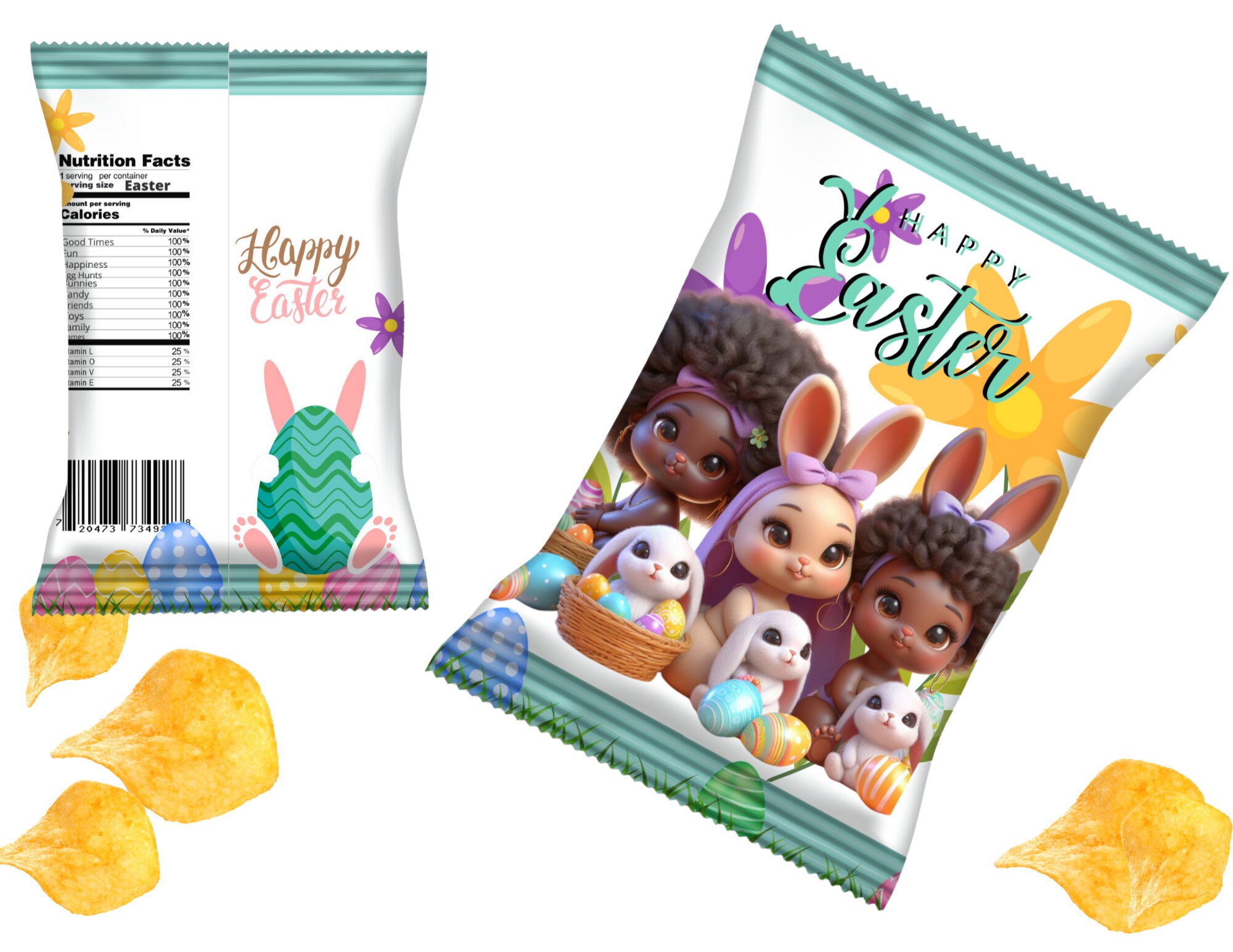 Easter Chip Bag Label, Chip Bag Template, Template, Chipbag, Easter ...
