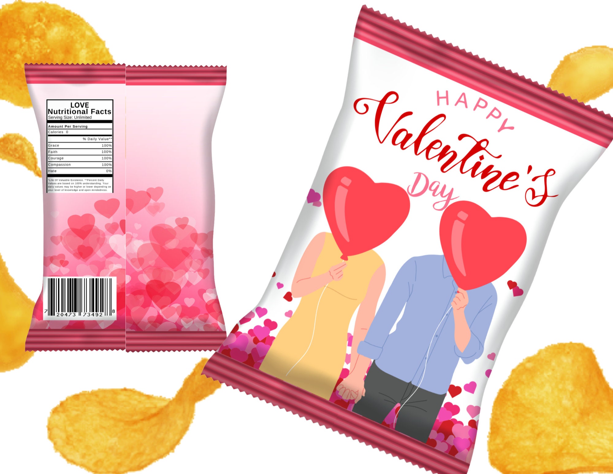 Valentines Day Chip Bag Template, Chip Bag, Template, Chipbag - Etsy