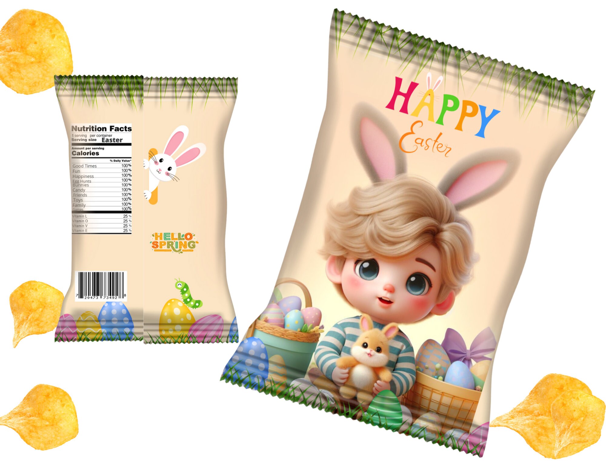 Easter Chip Bag Label, Chip Bag Template, Template, Chipbag, Easter ...