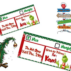 Christmas Eve Box Label Template, Grinchmas Eve Box - Etsy