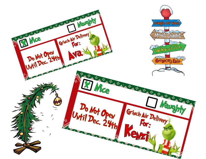 Christmas Eve Box Label Template, Grinchmas Eve Box - Etsy