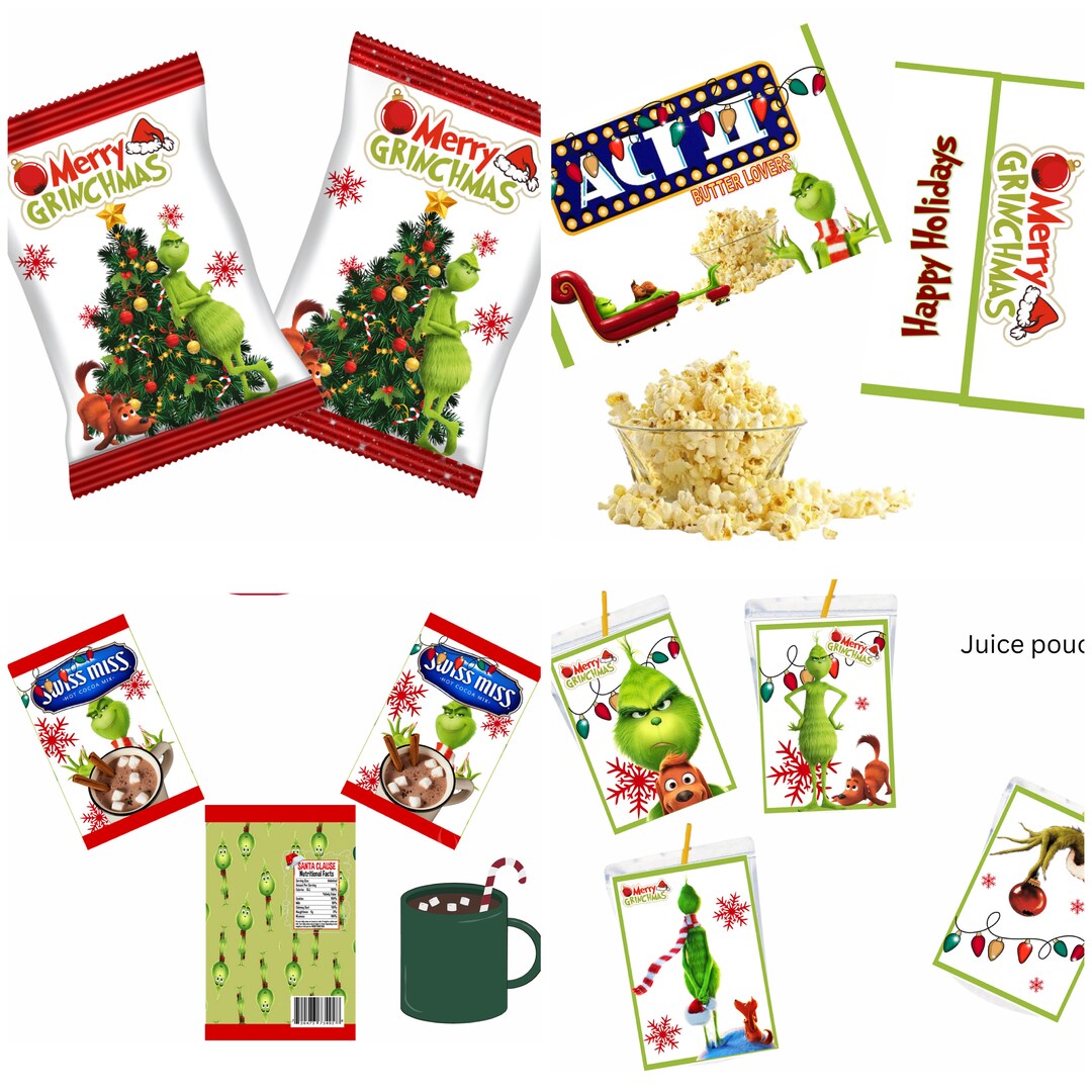 Christmas Eve Box, Grinchmas, Snack Template - Etsy