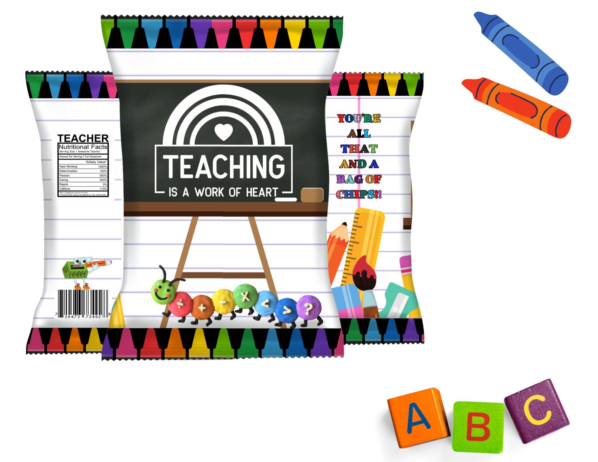 Teacher Appreciation Week Chip Bags, Chip Bag Template - Etsy