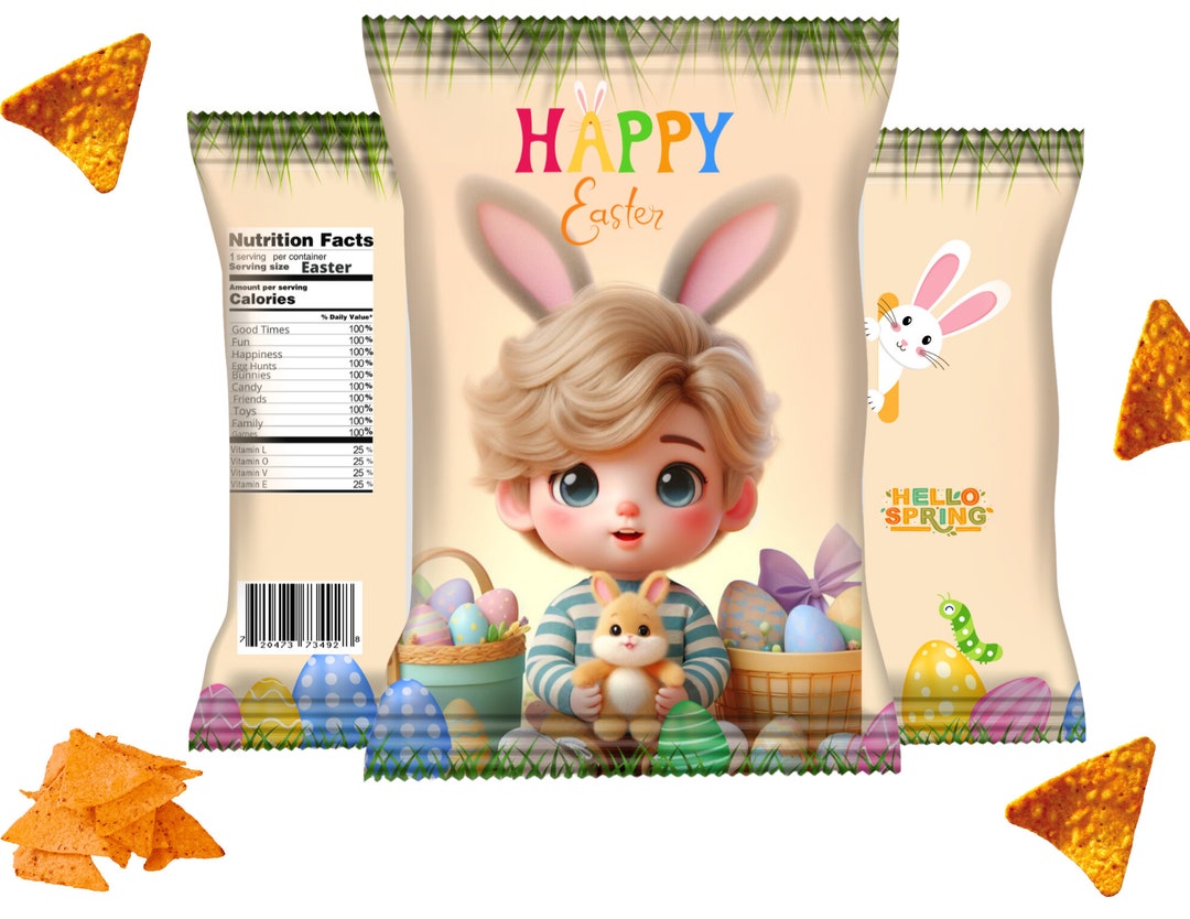 Easter Chip Bag Label, Chip Bag Template, Template, Chipbag, Easter ...