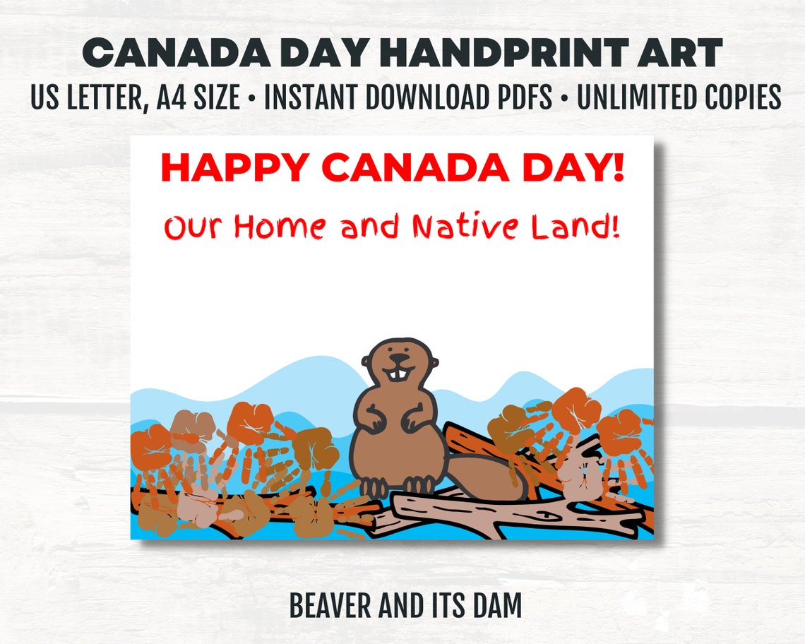 Canada Day Party Printable Handprint Art Canadian Kids - Etsy UK
