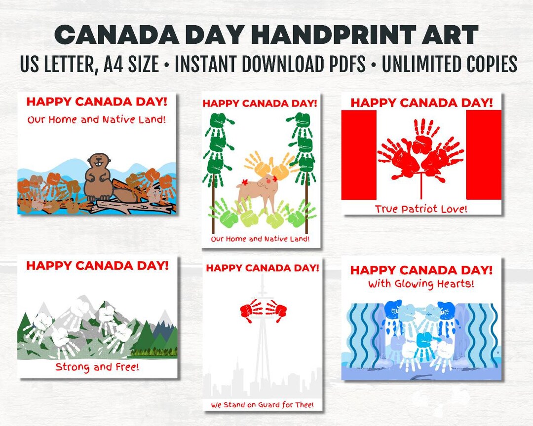 Canada Day Party Printable Handprint Art Canadian Kids - Etsy UK