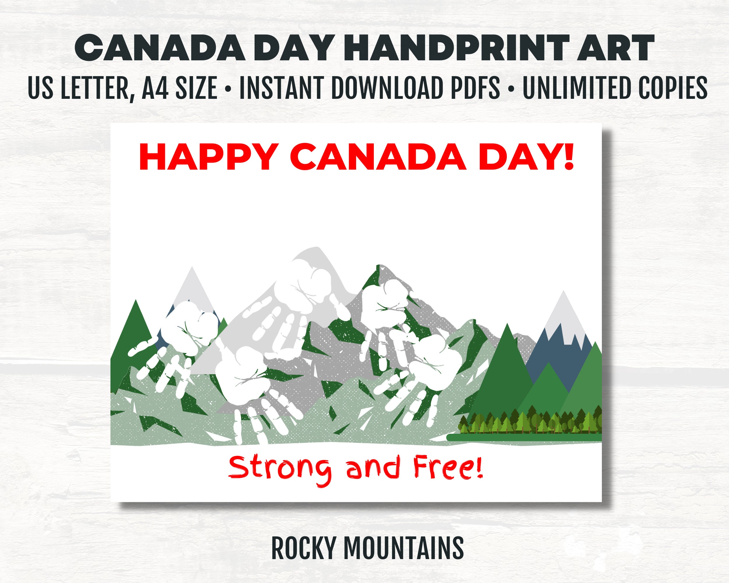Canada Day Party Printable Handprint Art Canadian Kids - Etsy UK