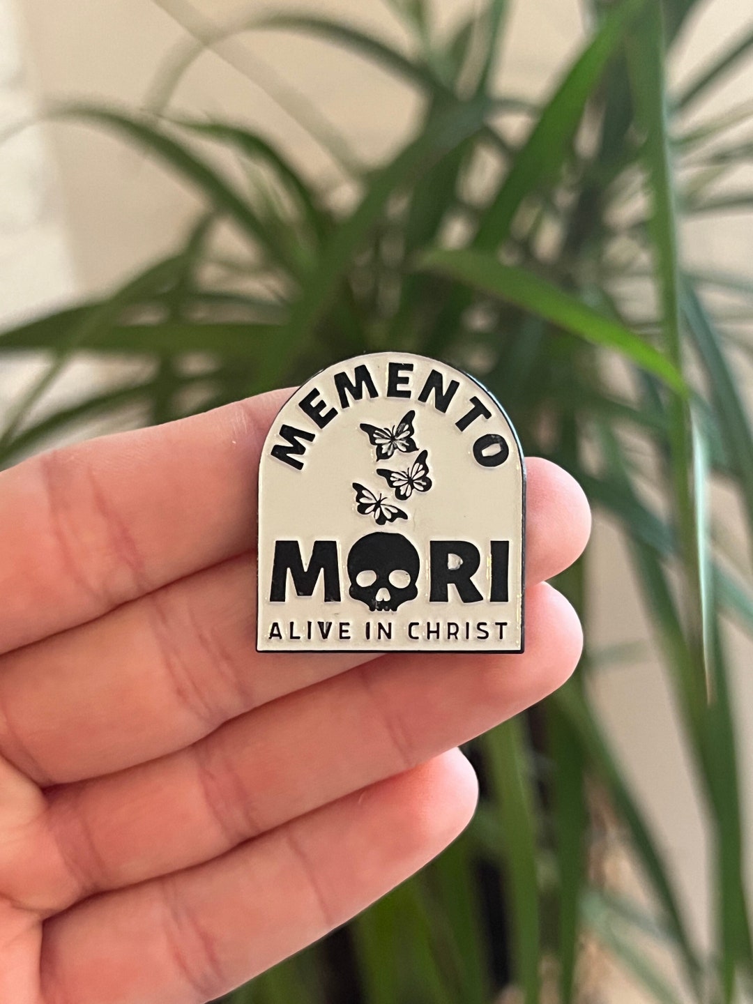 Memento Mori Christian Enamel Pin, Skull, Butterfly, Jesus Enamel Pin ...