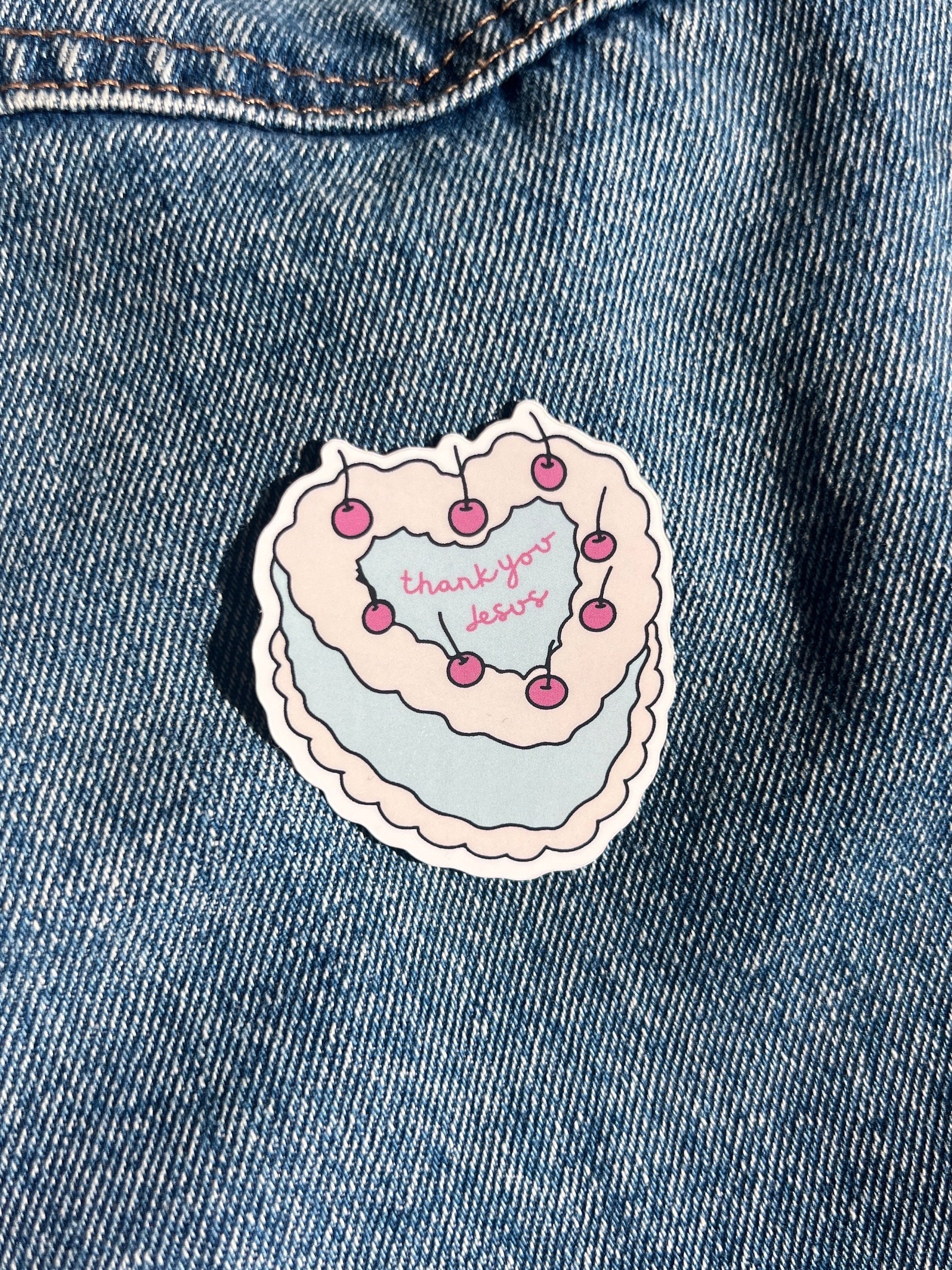 Thank You Jesus Vintage Cake Sticker Coquette Core Preppy Christian ...