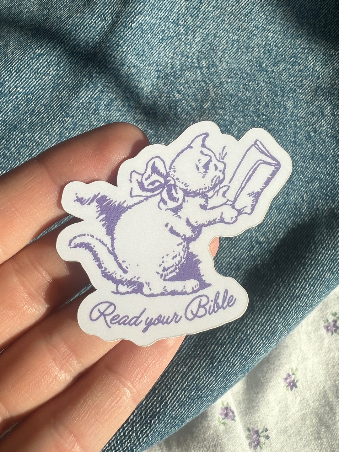 Read Your Bible Christian Sticker | Cat With Bow L Coquette Core ...