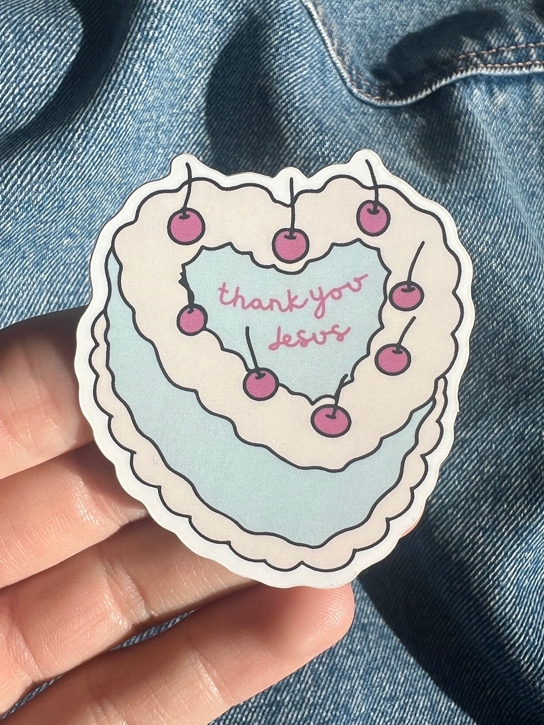 Thank You Jesus Vintage Cake Sticker Coquette Core Preppy Christian ...