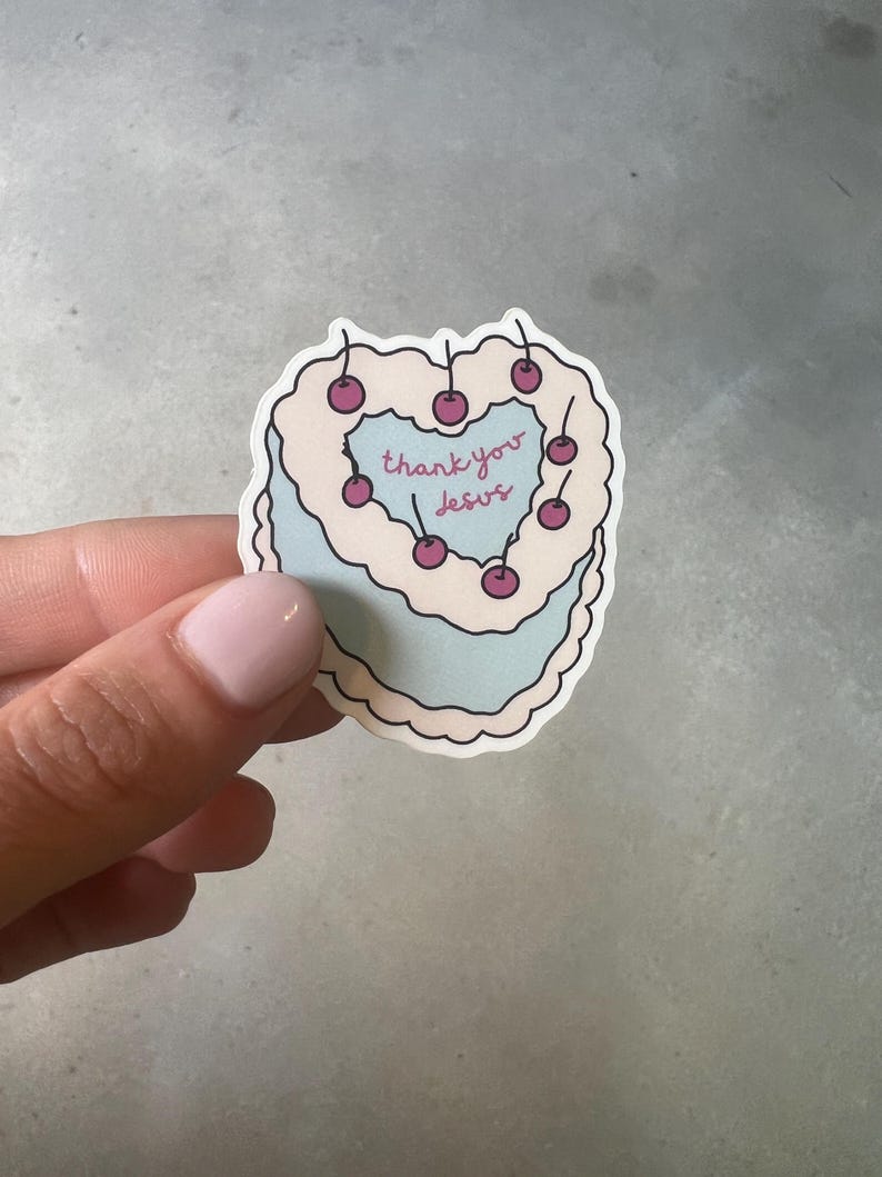 Thank You Jesus Vintage Cake Sticker | Cherries | Cute Core | Bible ...