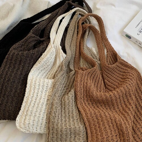 Crochet Tote Bag Knitted Shoulder Bag Cute Boho Bag Tote - Etsy