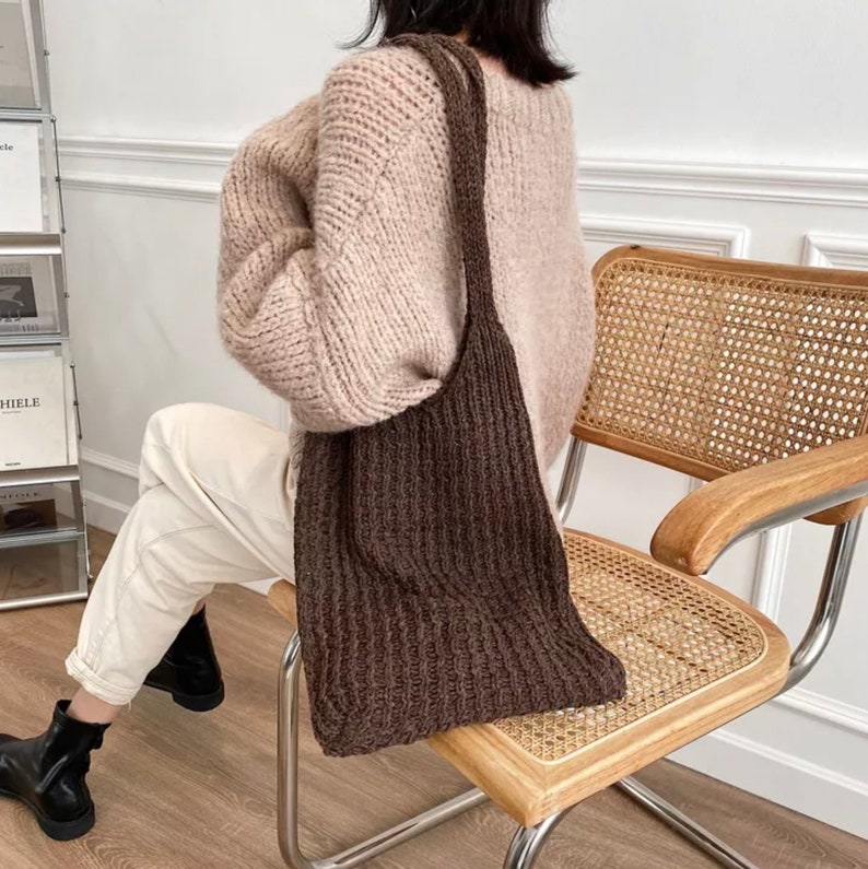 Crochet Tote Bag Knitted Shoulder Bag Cute Boho Bag Tote - Etsy