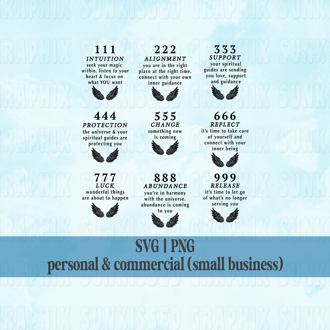 Angel Numbers Meanings SVG Angel Wings Svg Angel Number - Etsy