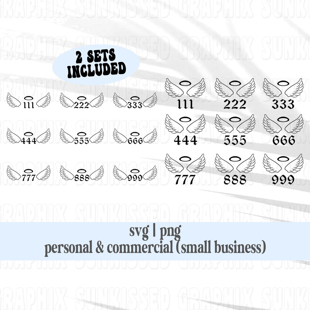 Angel Number Svg Files for Cricut Angel Wings SVG - Etsy