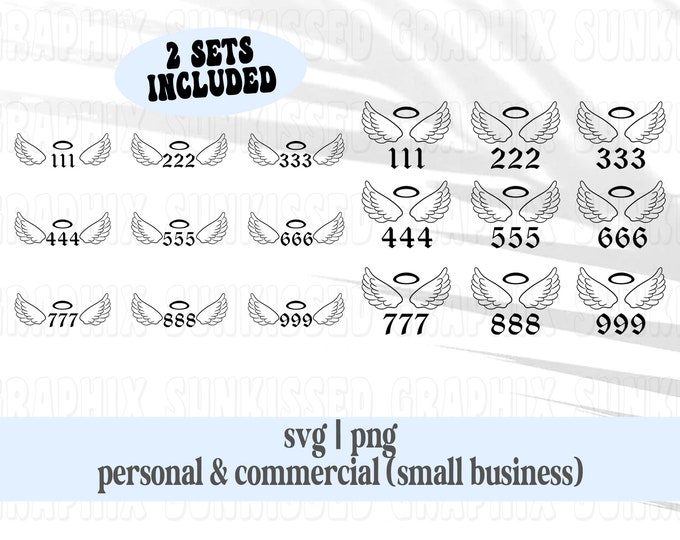 Angel Number Svg Files for Cricut Angel Wings SVG - Etsy
