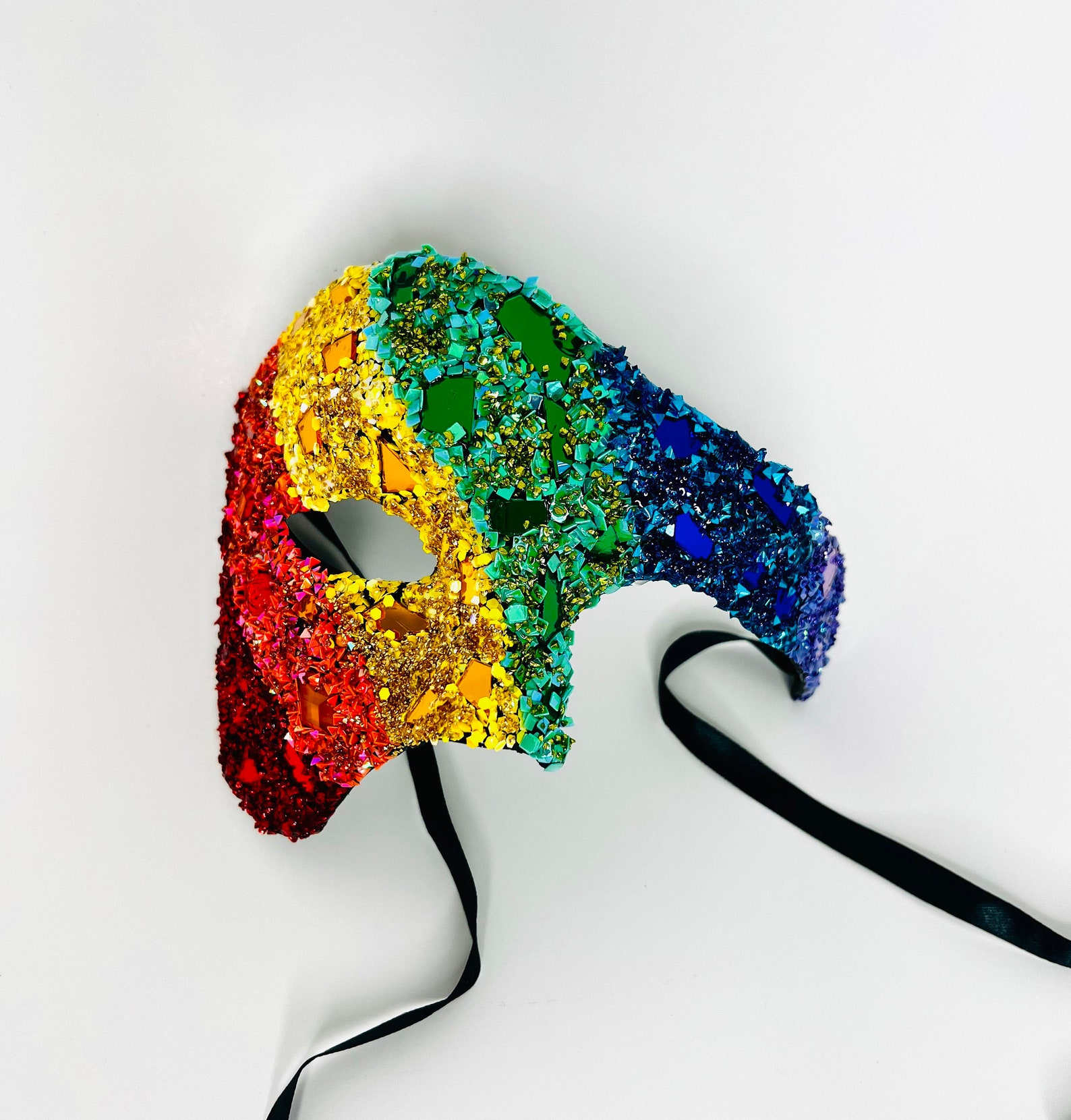 Rainbow Makara Mirror Mask Phantom of the Opera, Masquerade. Pride ...