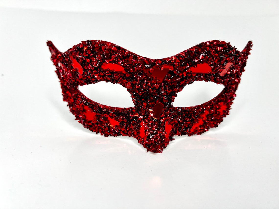 Red Makara Masquerade Mirror Mask. Comes With Comfort Plus, Elastic ...