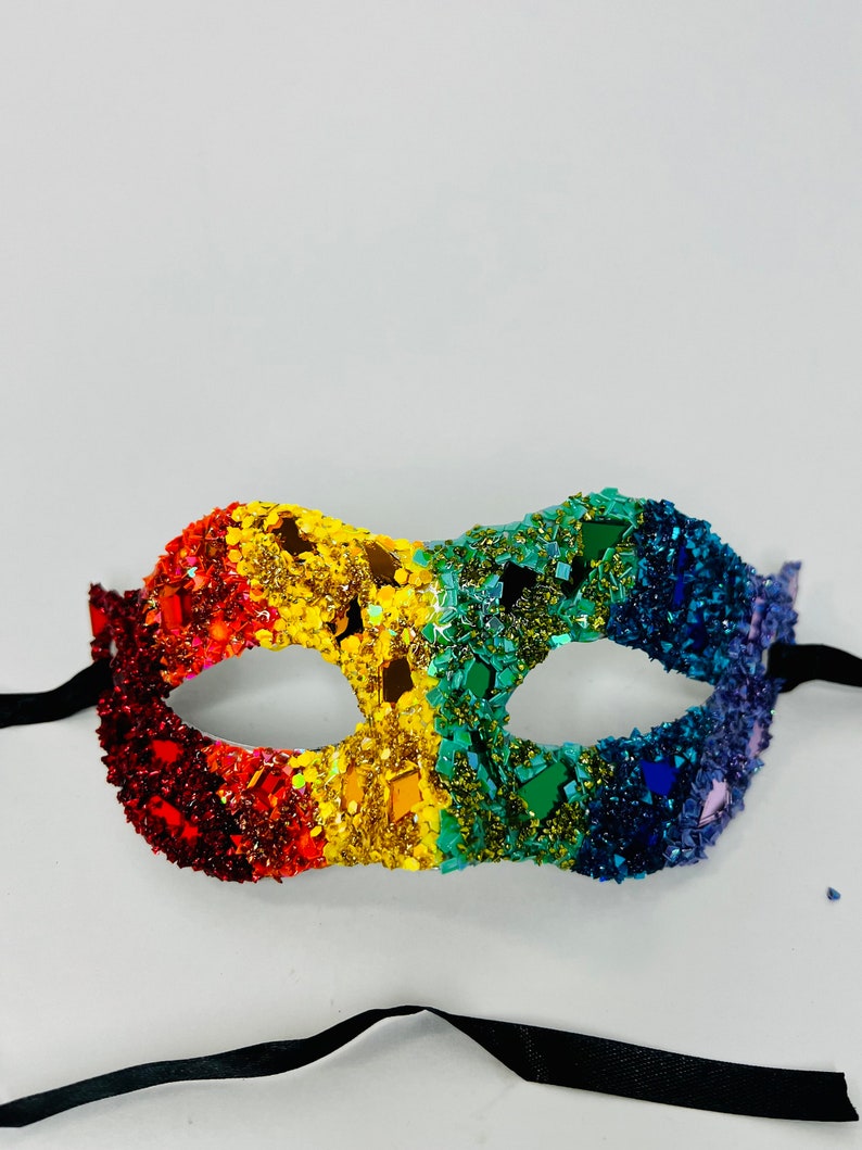 Makara Rainbow Mask, Mirror Mask, Multicolored, Masquerade, Rainbow ...