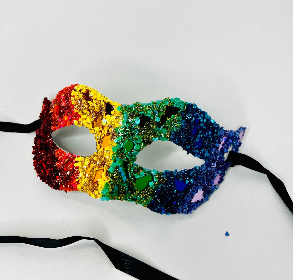 Rainbow Makara Mirror Mask, Multicolored, Masquerade. Pride Month.with ...