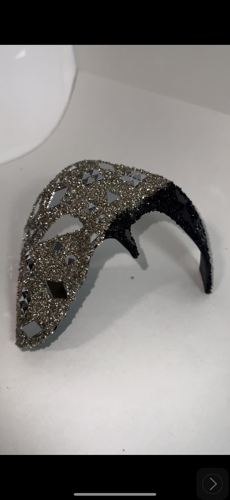 Silver/black Makara Mirror Mask, Masquerade, Crushed Stones, With ...