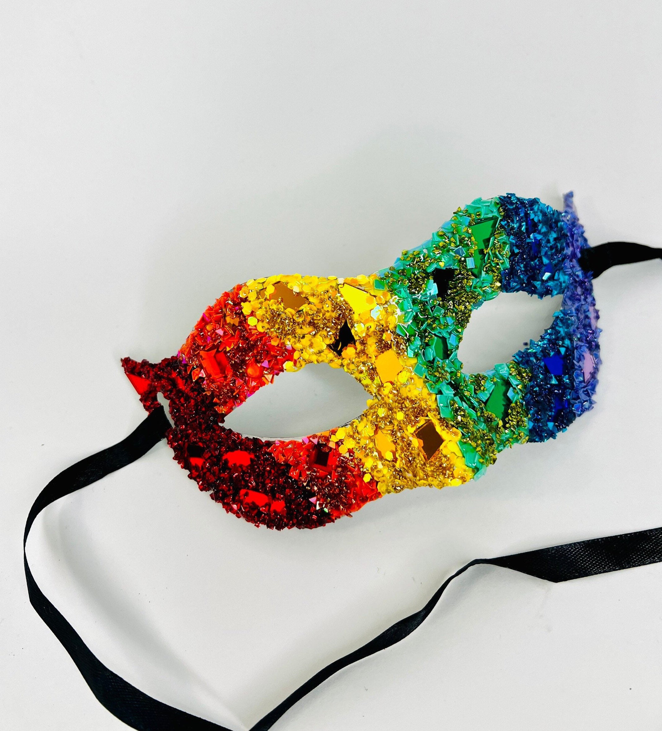 Rainbow Makara Mirror Mask, Multicolored, Masquerade. Pride Month.with ...
