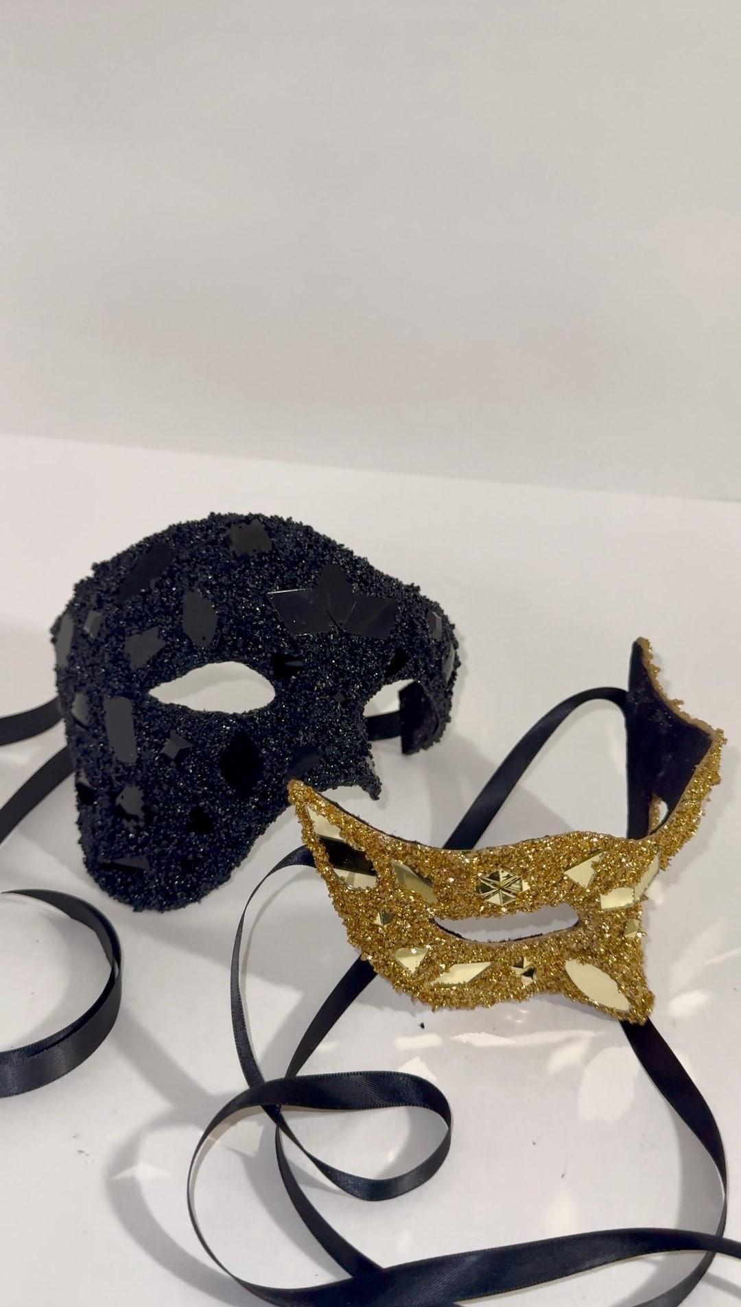 Black & Gold Makara Mirror Mask, Couple Edition Set, Crushed ...
