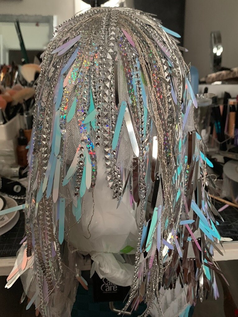 Fabric Wig, Holographic Sewing Material, and Rhinestones Amazing ...