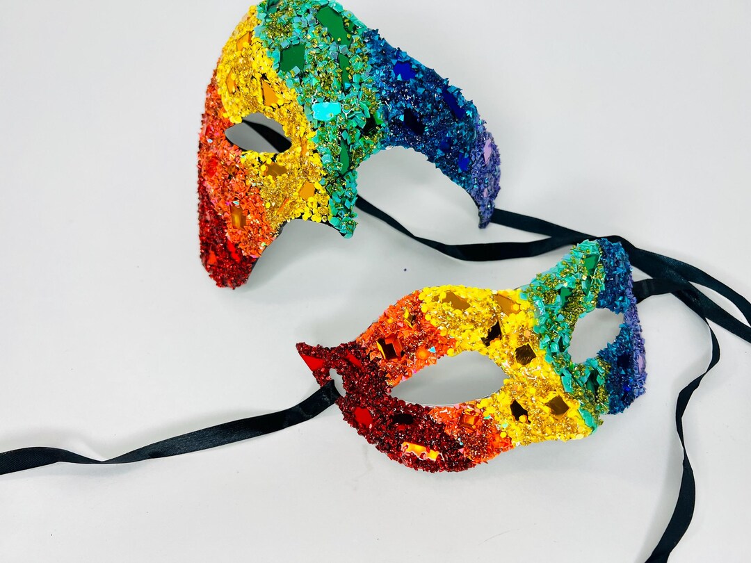 Rainbow Makara Mirror Mask, Masquerade, Couple Edition. Pride Month ...