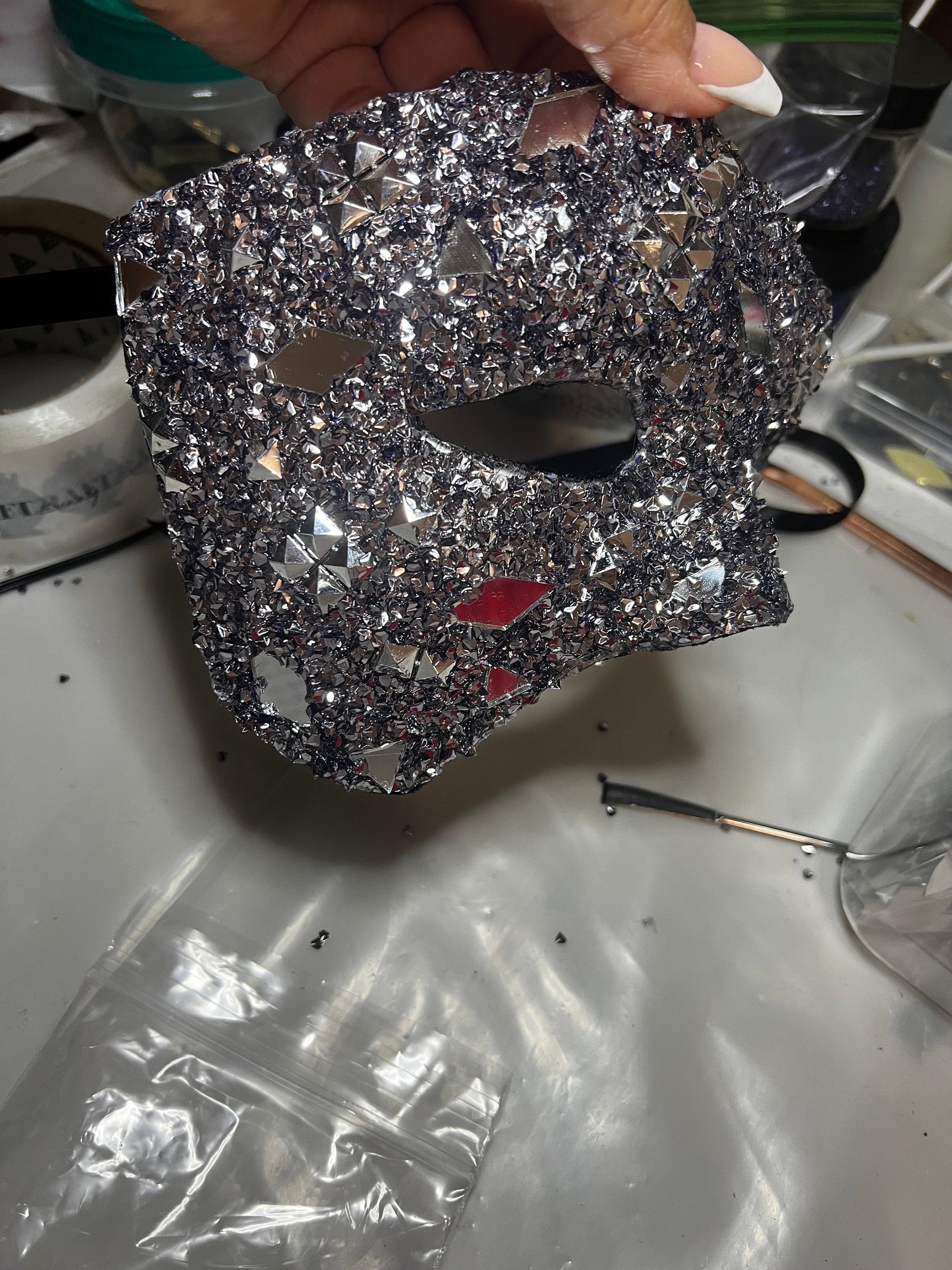 Makara Mirror Mask Silver Gray Phantom of the Opera Version. With ...