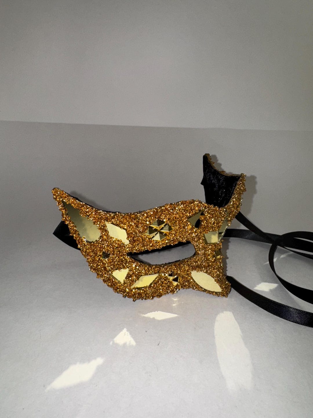 Gold Makara Mirror Mask, Masquerade, (high-end) Crushed Rhinestone ...